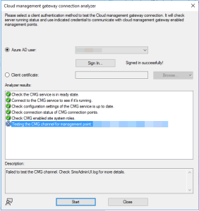 ConfigMgr CMG Connection Analyzer reports Testing the CMG channel for ...