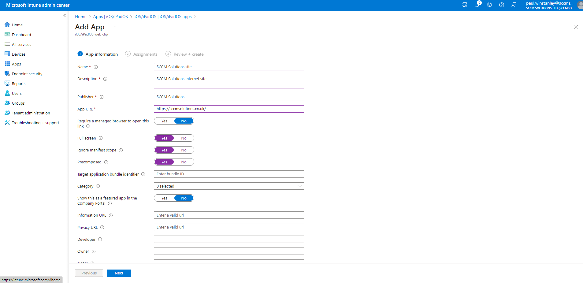 New settings available for the iOS/iPadOS web clip app type – SCCMentor ...
